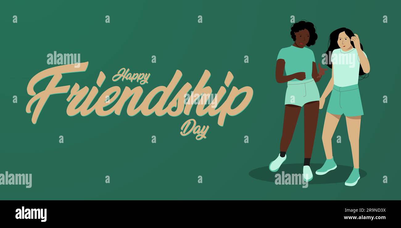 Happy friendship day celebration concept. Two women's friendships with ...