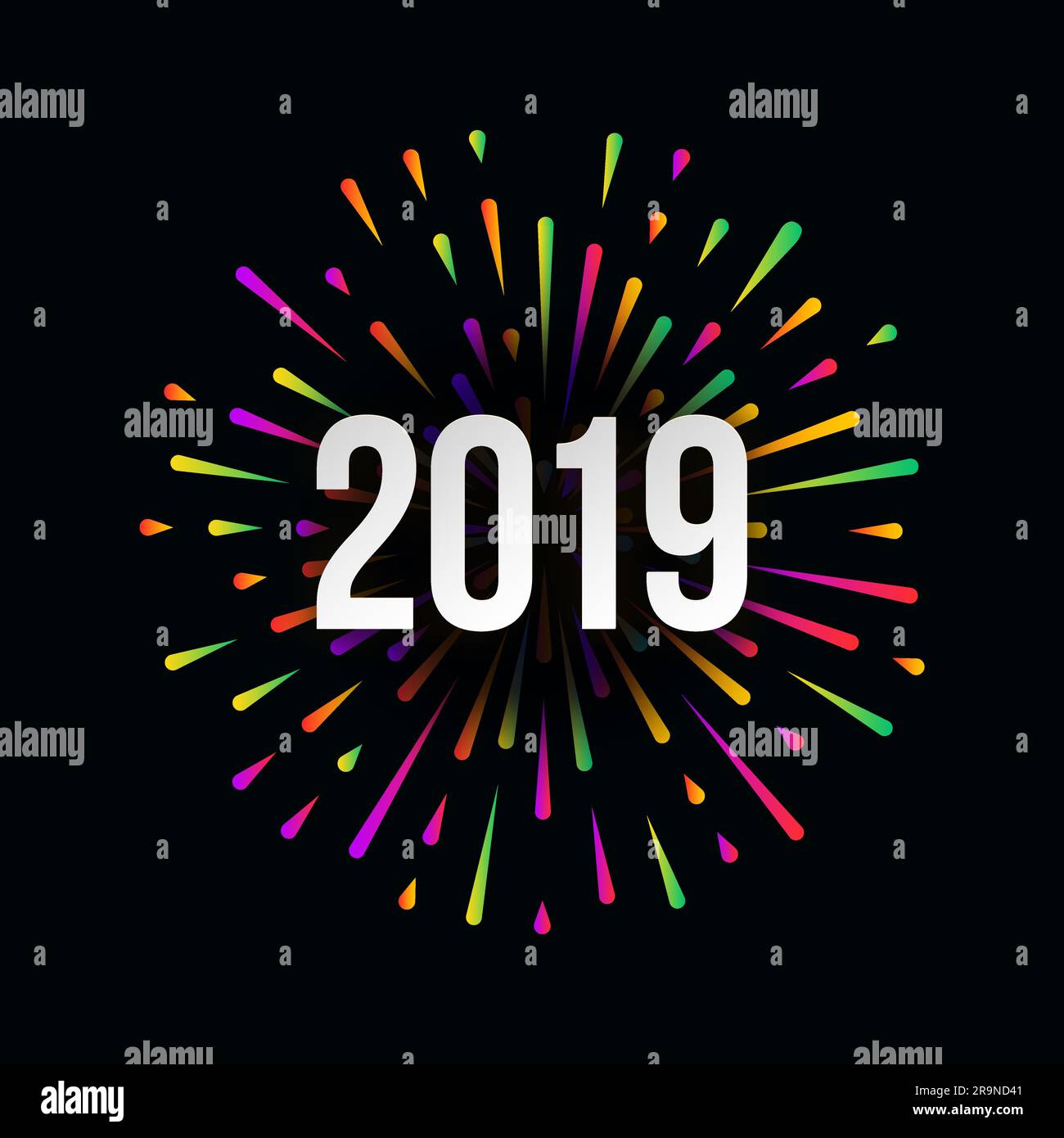 Vector Happy New 2019 Year trendy illustration with festive typographic ...