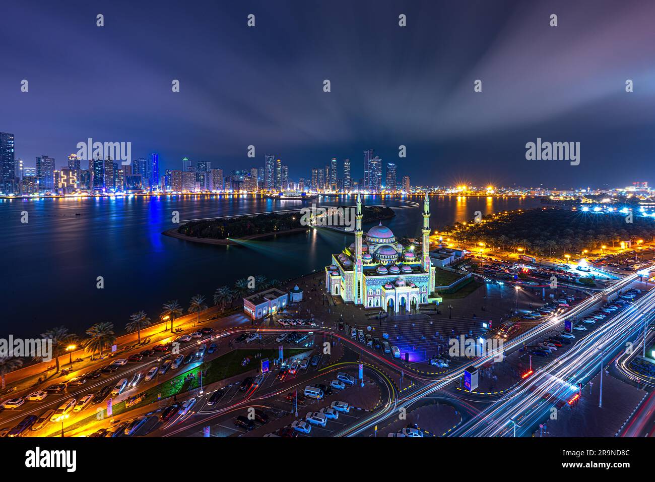 An aerial view of an Al Noor Mosque at night Stock Photo - Alamy