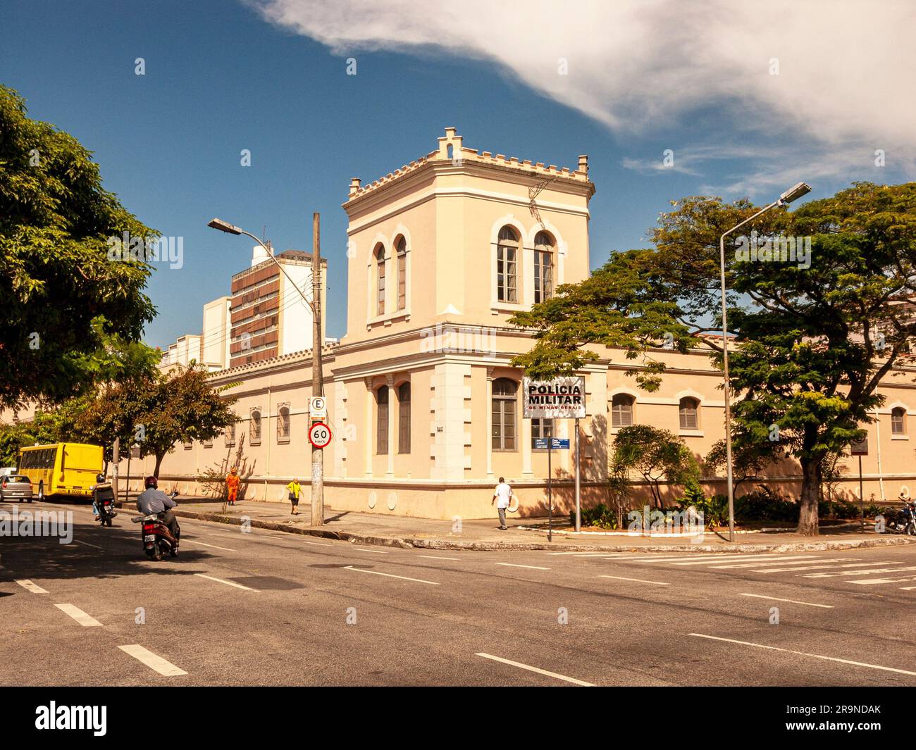 Beautiful military police building in the city of Belo Horizonte. Blue ...