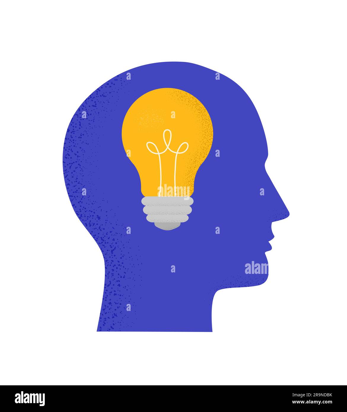 Vector illustration with human head and light bulb. Trendy concept of ...