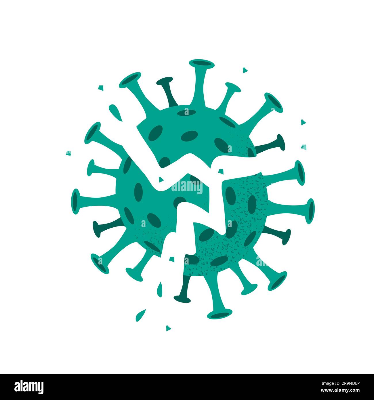 Vector illustration of destroyed coronavirus. Explosion of defeated ...
