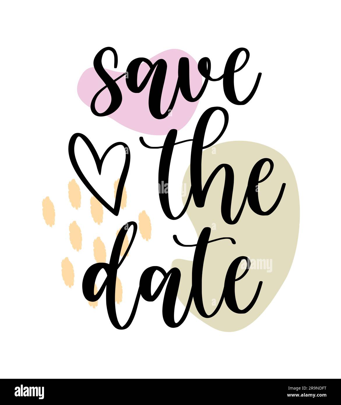 Vector illustration of Save the Date handwritten modern brush lettering. Celebration poster ...