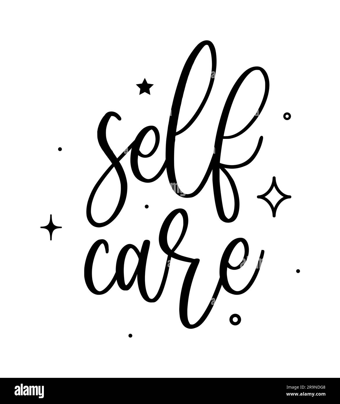 Vector illustration of Self-Care lettering quote. Self Care and body ...