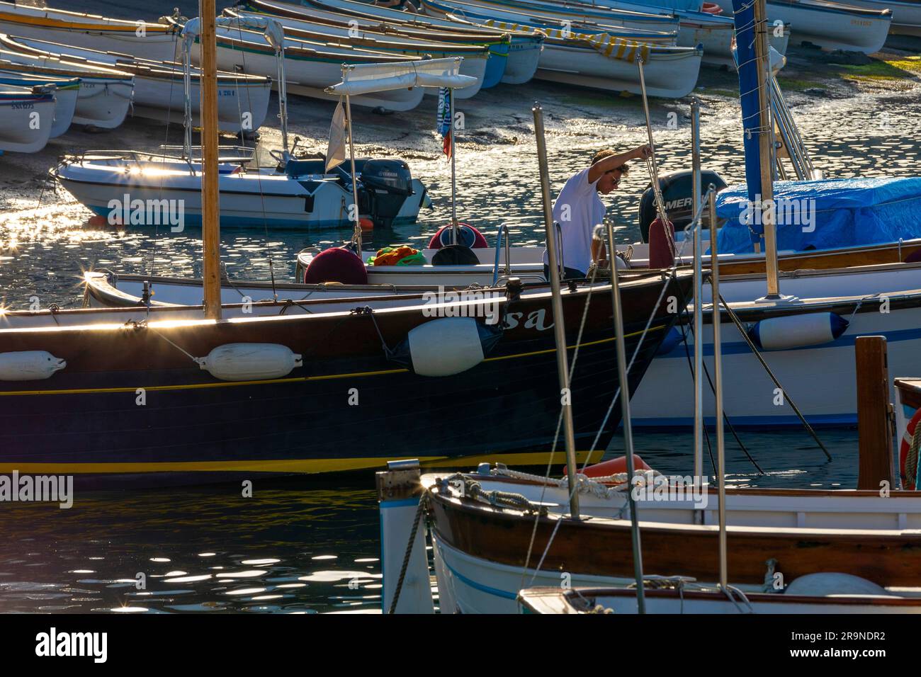 Fishing Boats at Sunset at Marina Grande, Capri, Campania, Italy, South ...