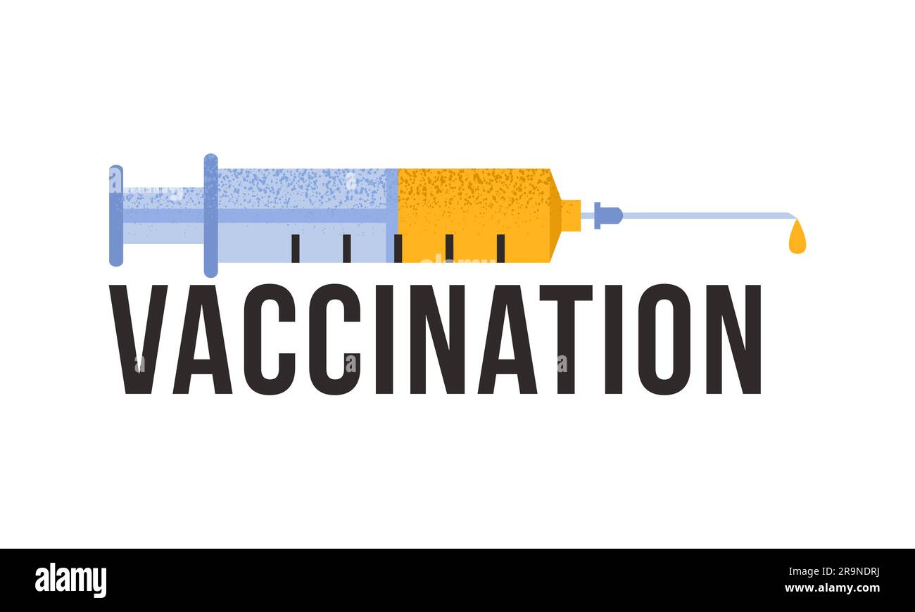 Vector illustration of vaccination with medical syringe. Concept, icon ...
