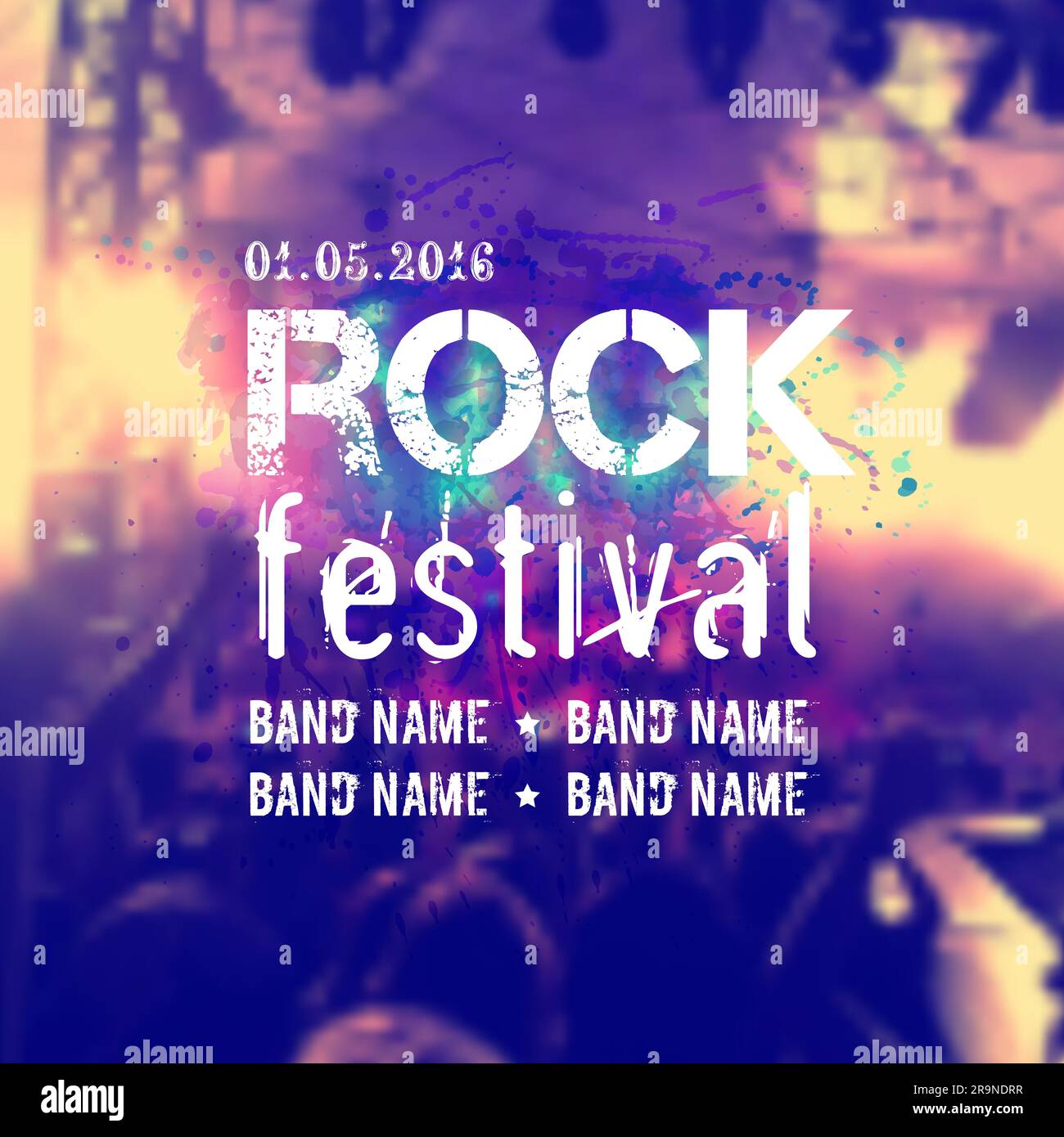 Vector blurred background with rock stage and crowd. Rock festival ...