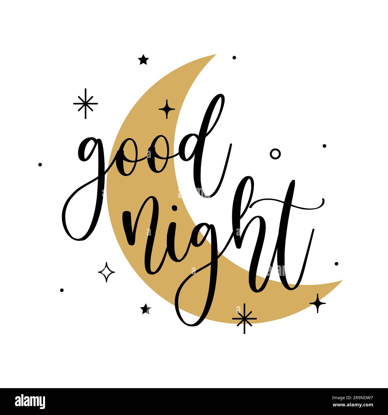 Vector illustration of Good Night handwritten modern brush lettering ...
