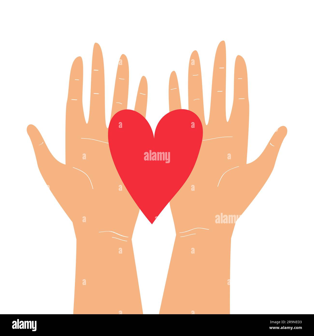 Vector Illustration With Two Hands Holding Heart Isolated On White