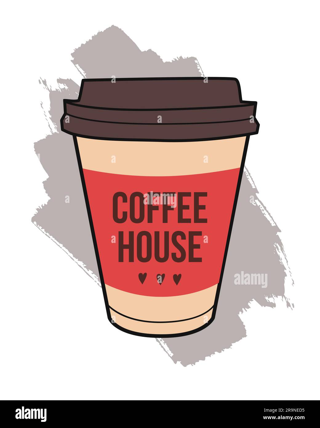 Vector colorful illustration of take-out coffee cup. Trendy poster for ...