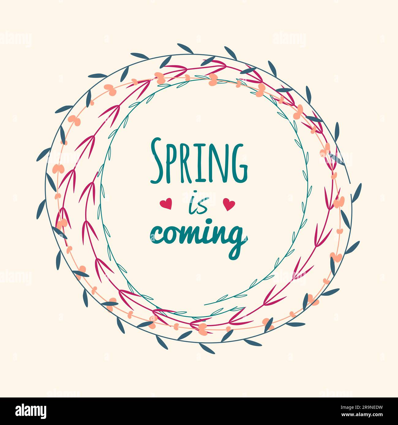 Vector illustration of spring floral frame with text Stock Vector Image ...