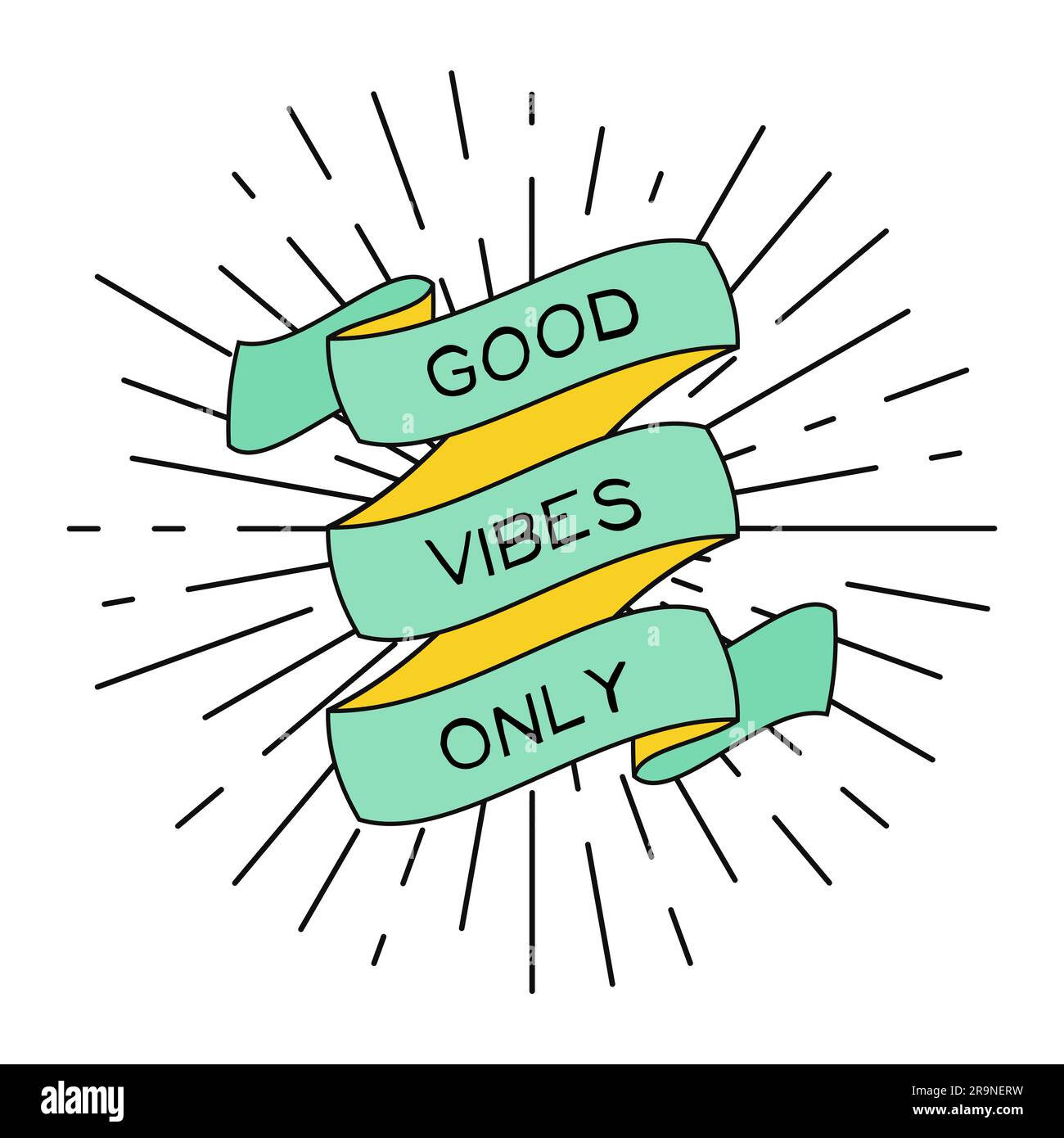 Vector positive poster with ribbon, vintage light rays and phrase Good ...