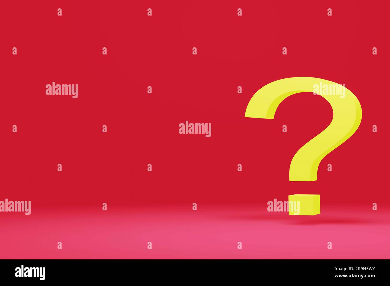 yellow question mark on plain red background, 3d illustration Stock ...