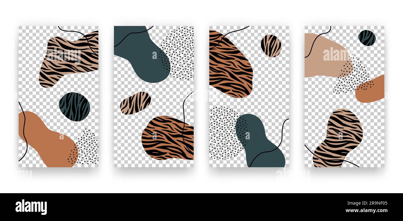 Vector set of design templates for social media stories. Abstract ...