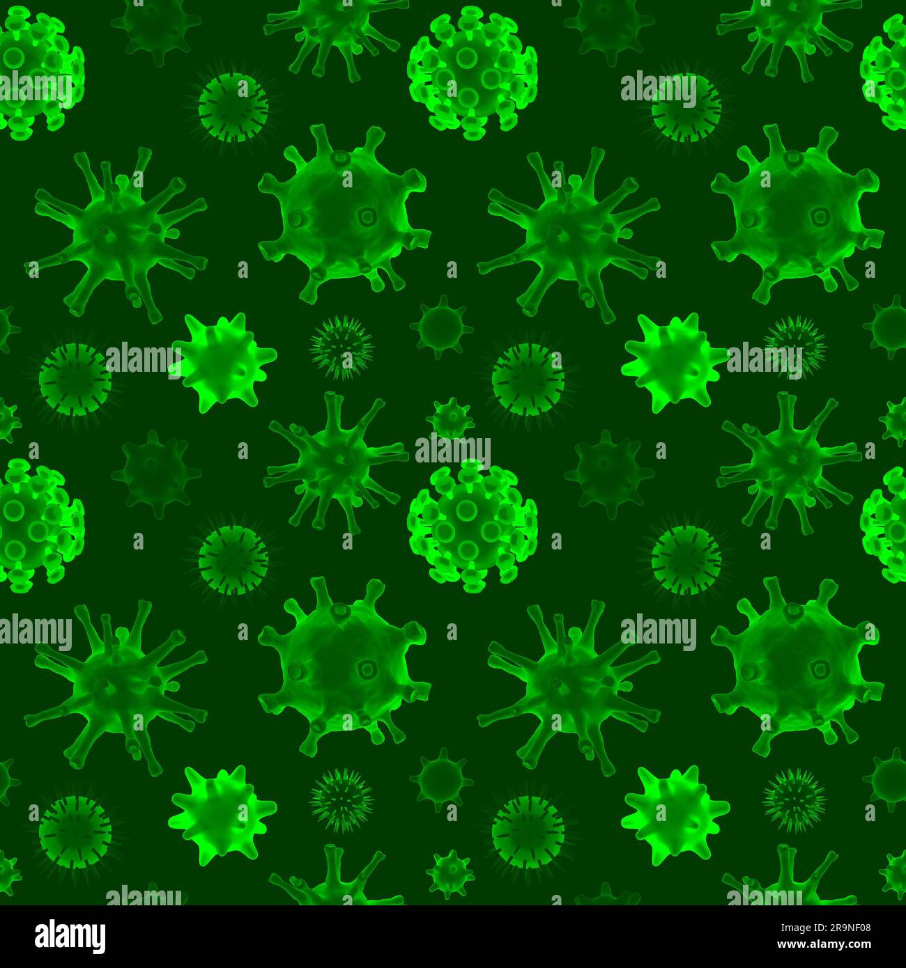 Green seamless patern of Different kinds of pathogen viruses ...
