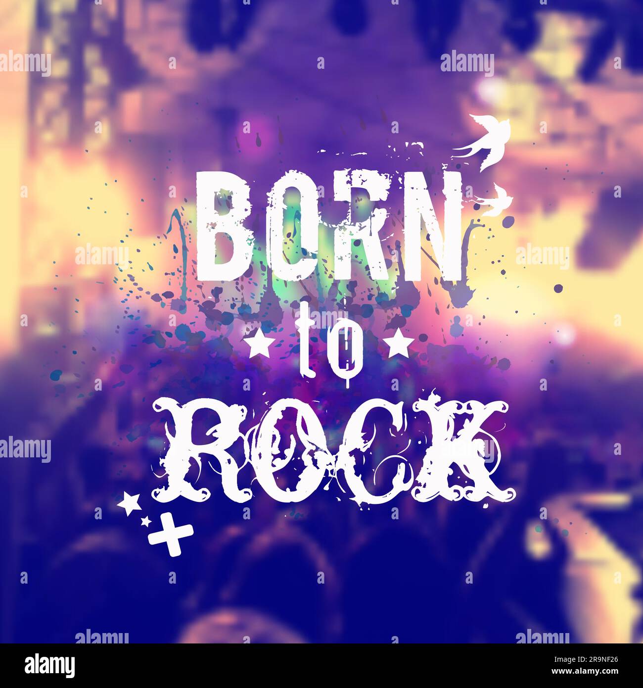 Vector blurred background with rock stage and crowd. Illustration with ...