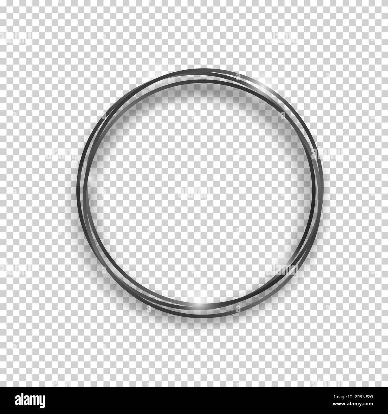 Vector black shiny vintage round frame isolated on transparent background. Luxury glowing ...