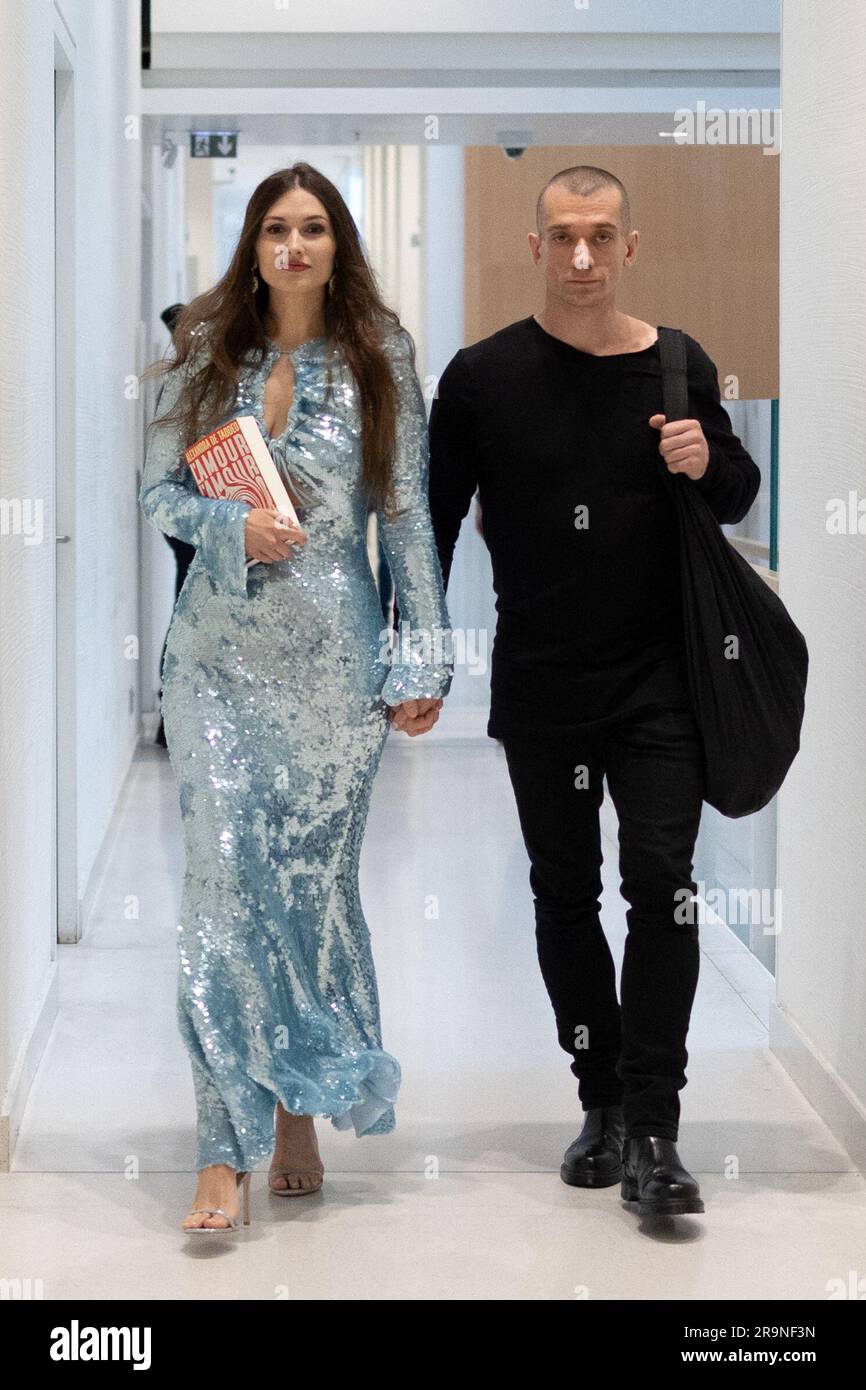 Paris, France. 28th June, 2023. Russian artist Piotr Pavlenski and his ...