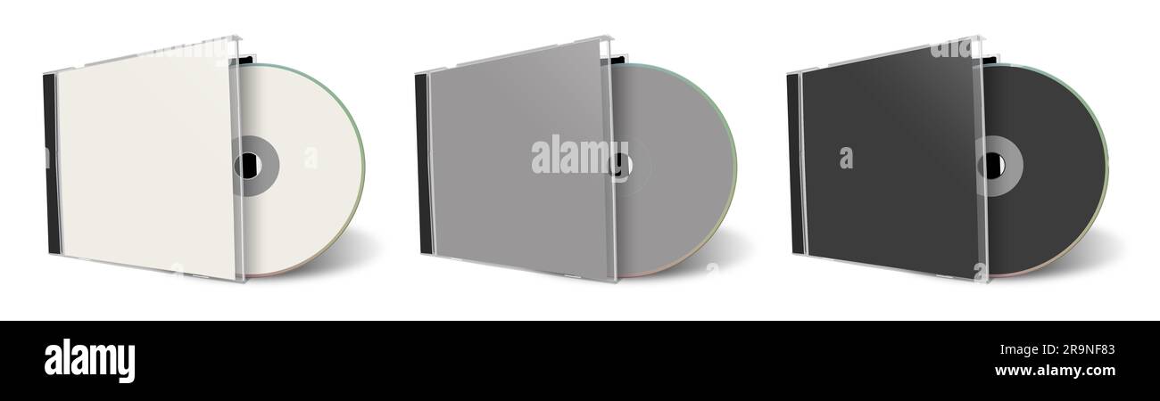 Three CD or DVD blank template white, grey and black for presentation ...