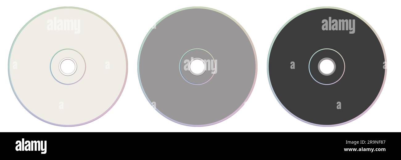 Three CD or DVD blank template white, grey and black for presentation ...