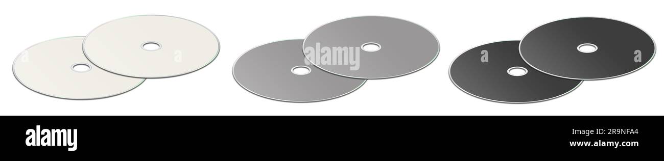 Three CD or DVD blank template white, grey and black for presentation ...