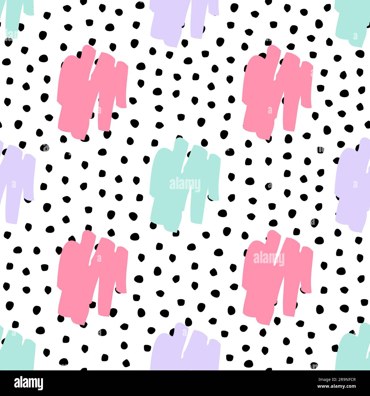 Vector seamless trendy messy geometric and polka dot pattern. Modern ...