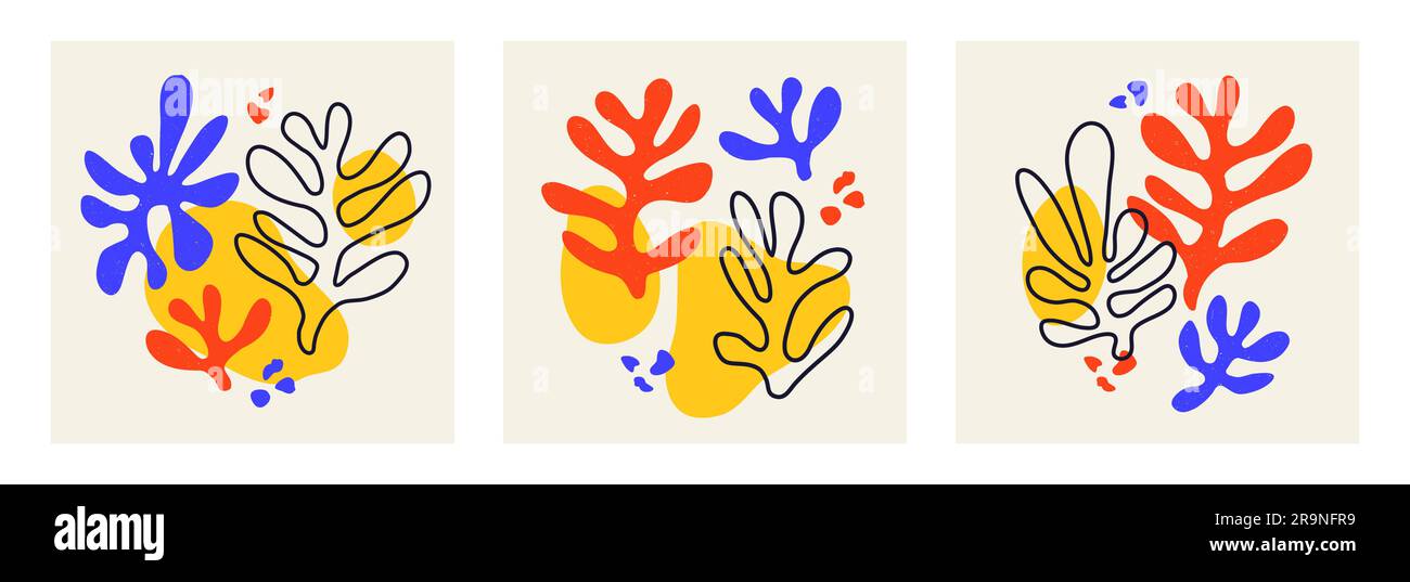 Vector set of contemporary compositions with aesthetic hand drawn ...