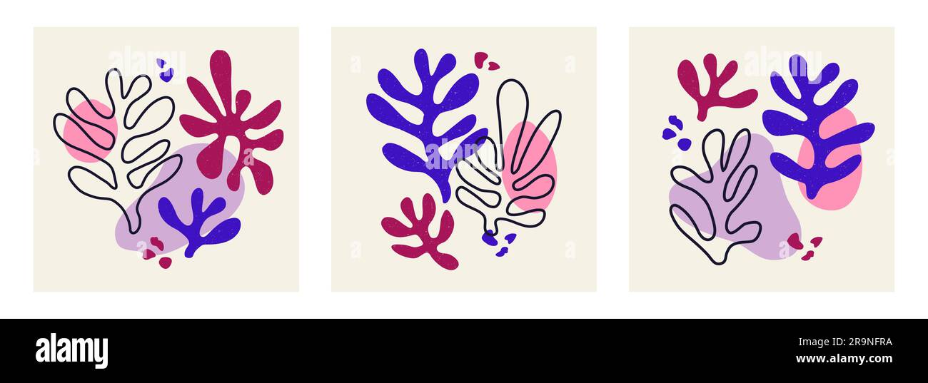 Vector set of contemporary compositions with aesthetic hand drawn ...