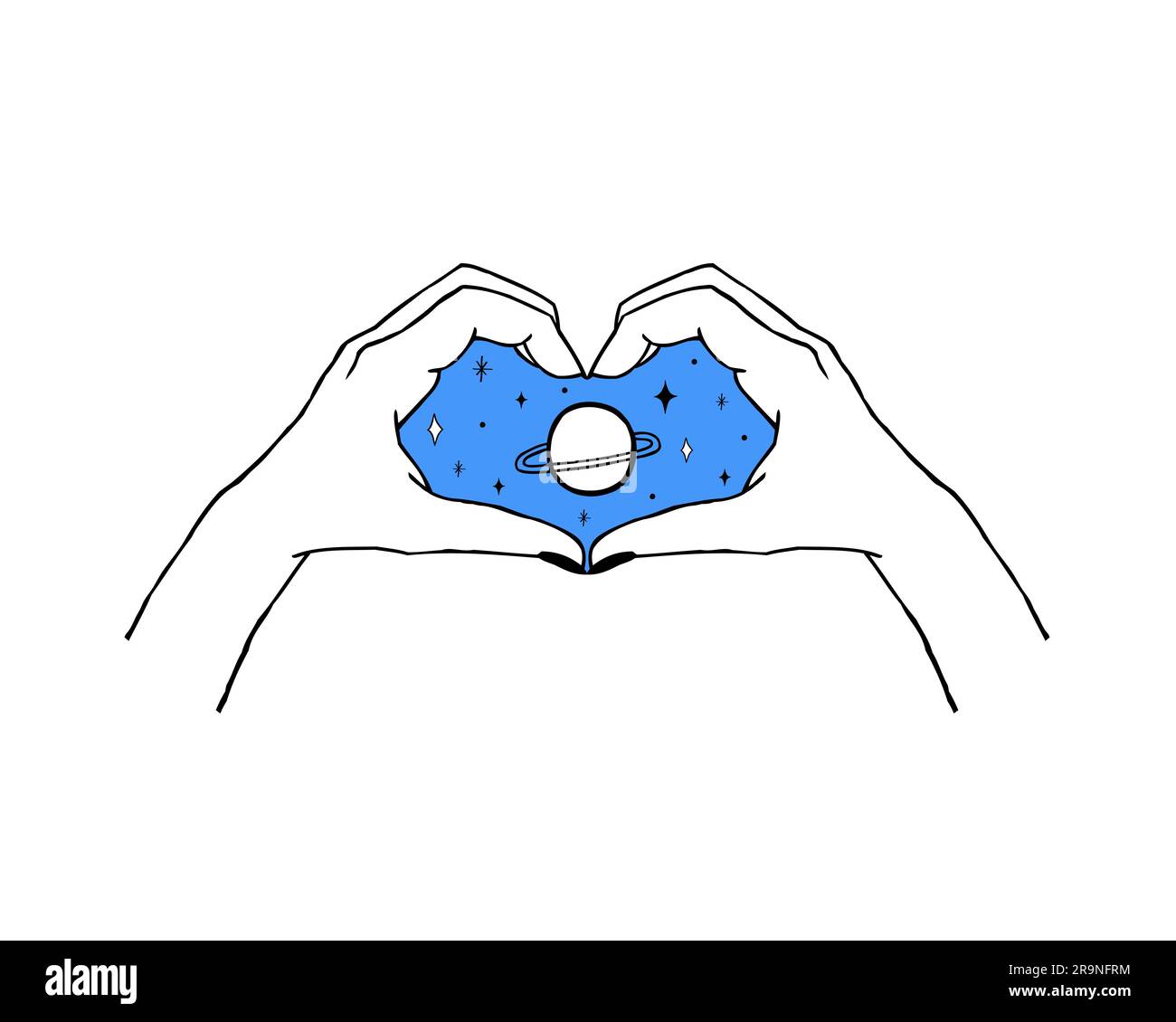 Vector trendy illustration of gesture - heart made with hands in modern ...