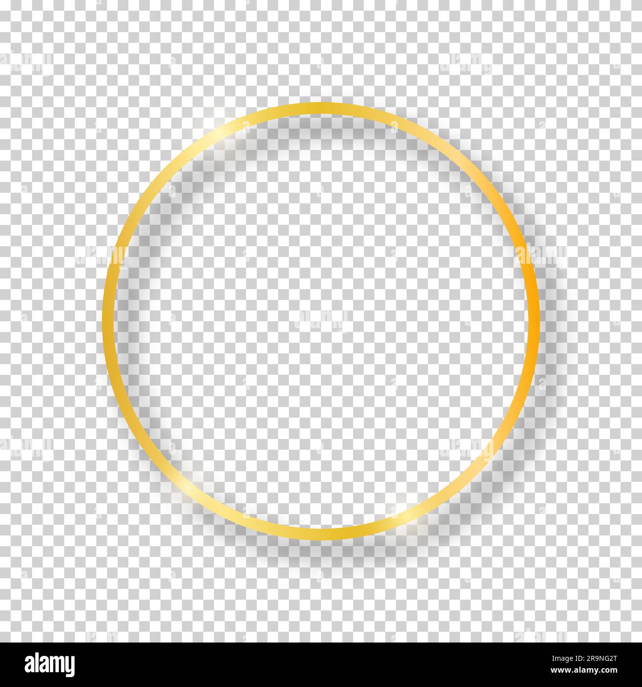 Vector golden shiny vintage round frame isolated on transparent ...