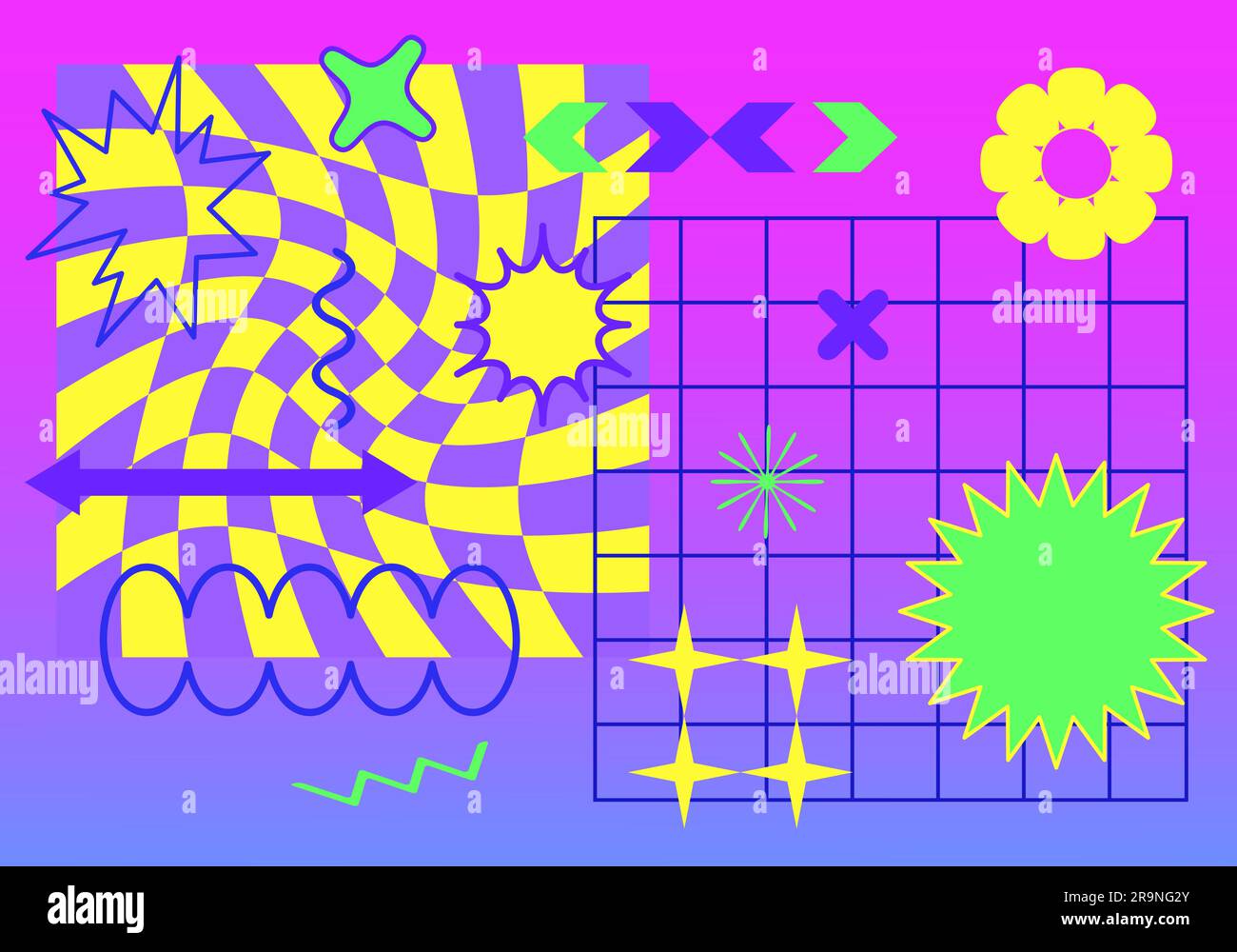 Vector trendy abstract cool retrowave pattern illustration with memphis ...