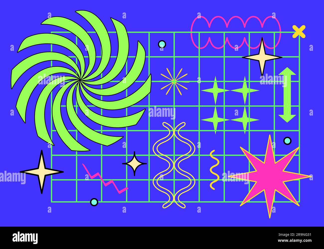 Vector trendy abstract cool retrowave pattern illustration with memphis ...