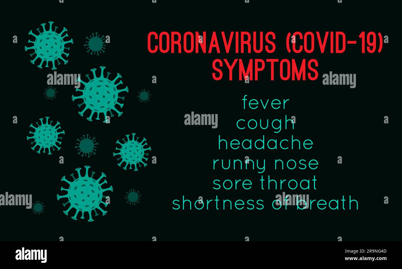 Vector Coronavirus Symptoms illustration. Abstract COVID-19 Novel ...