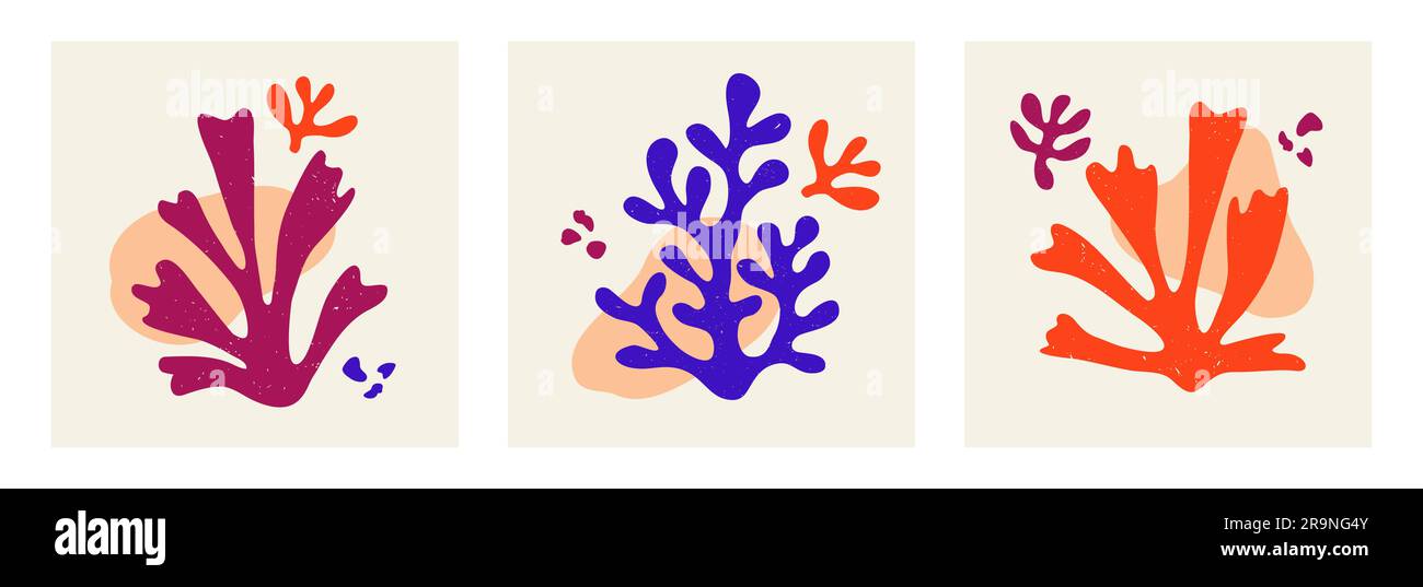 Vector set of contemporary compositions with aesthetic hand drawn ...