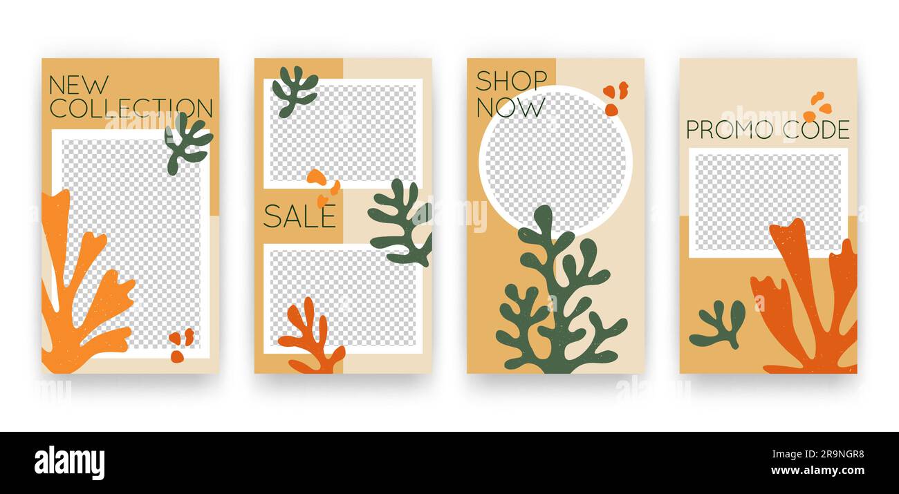 Vector set of social media stories templates with trendy contemporary ...