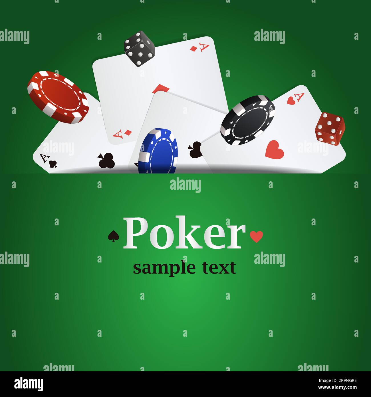 Vector poker background with playing cards, chips and dices Stock ...