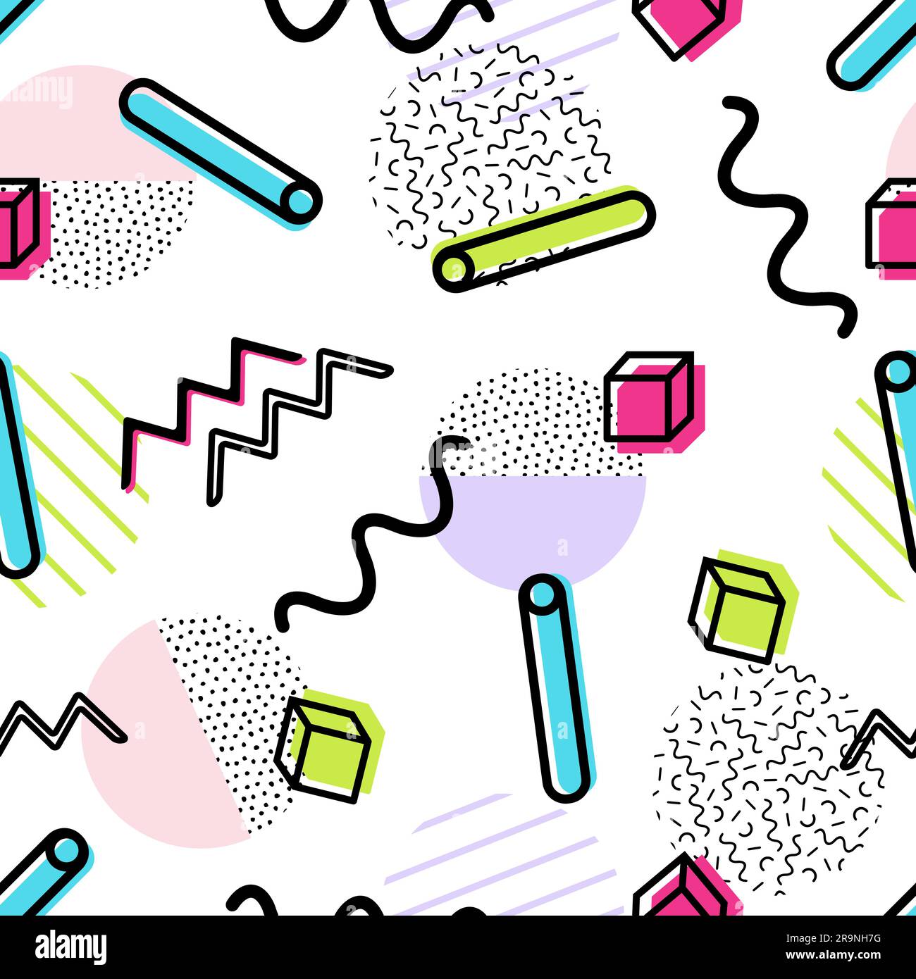 Vector seamless retro comic memphis pattern with geometric elements ...