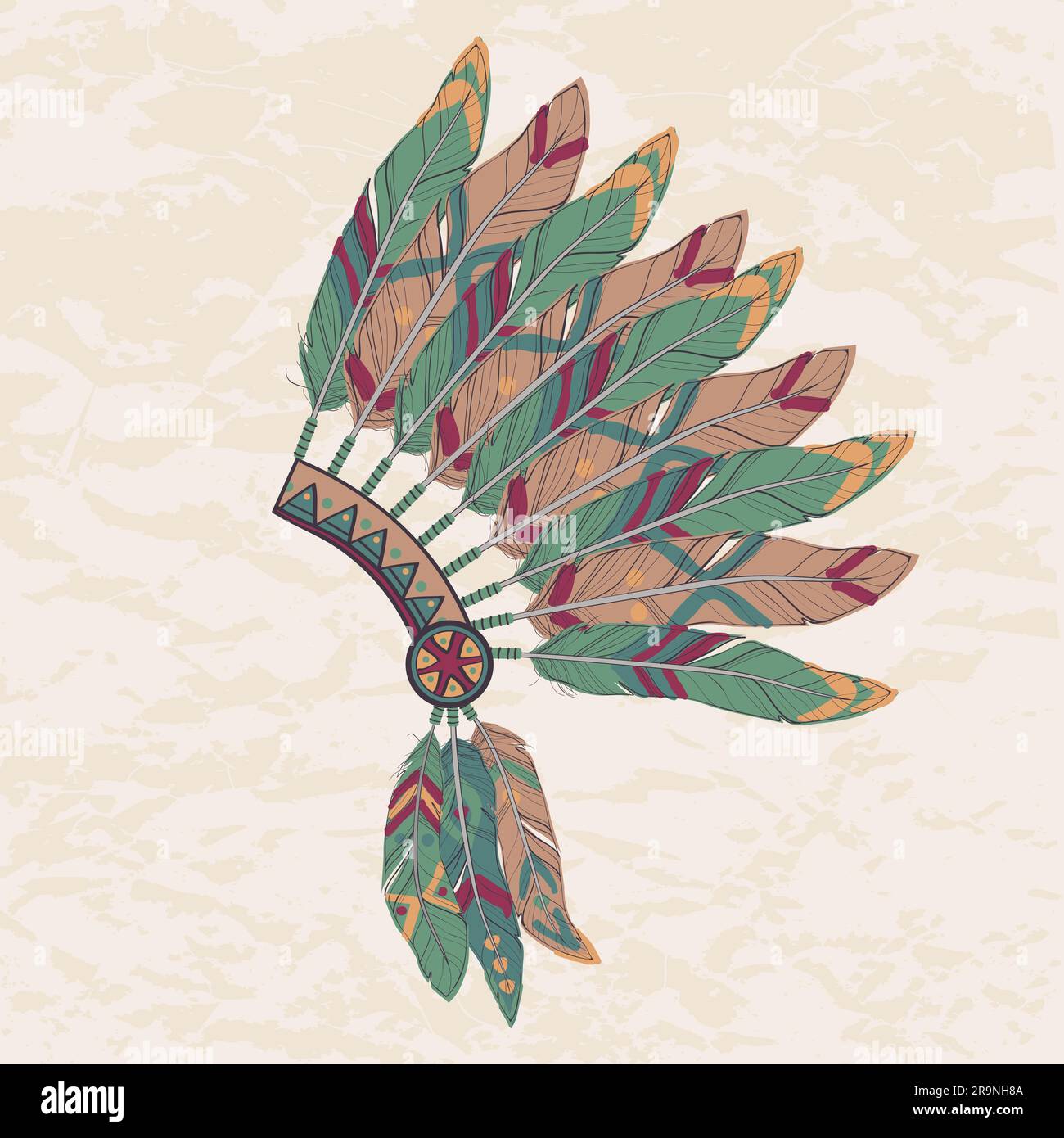 Vector colorful illustration of native american indian chief headdress ...
