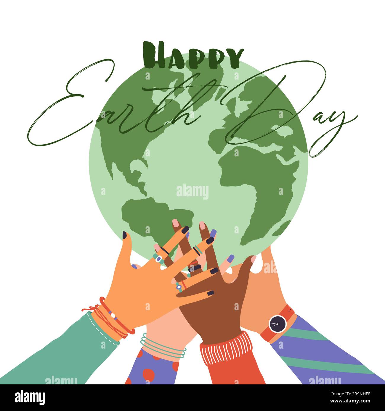 Vector illustration of human hands holding Earth globe, Concept of ...