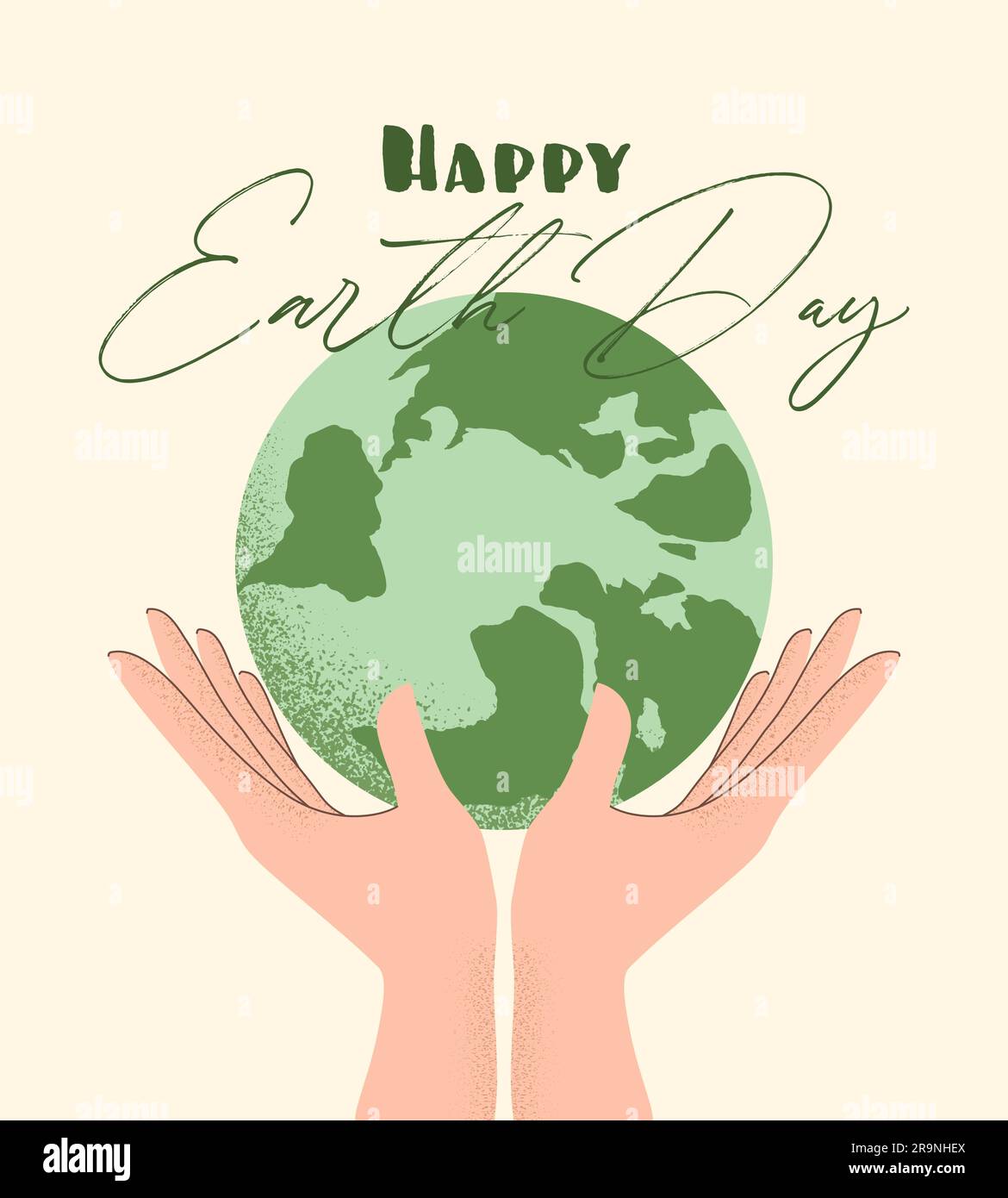 Vector Illustration Of Human Hands Holding Earth Globe Concept Of