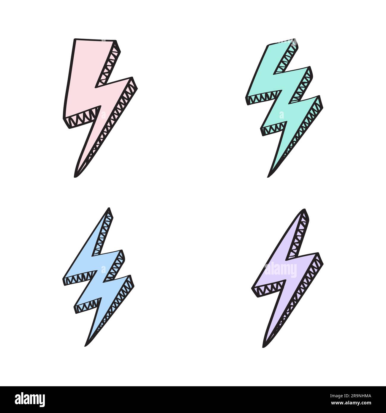 Vector retro set with lightning bolt signs in comic style Stock Vector ...