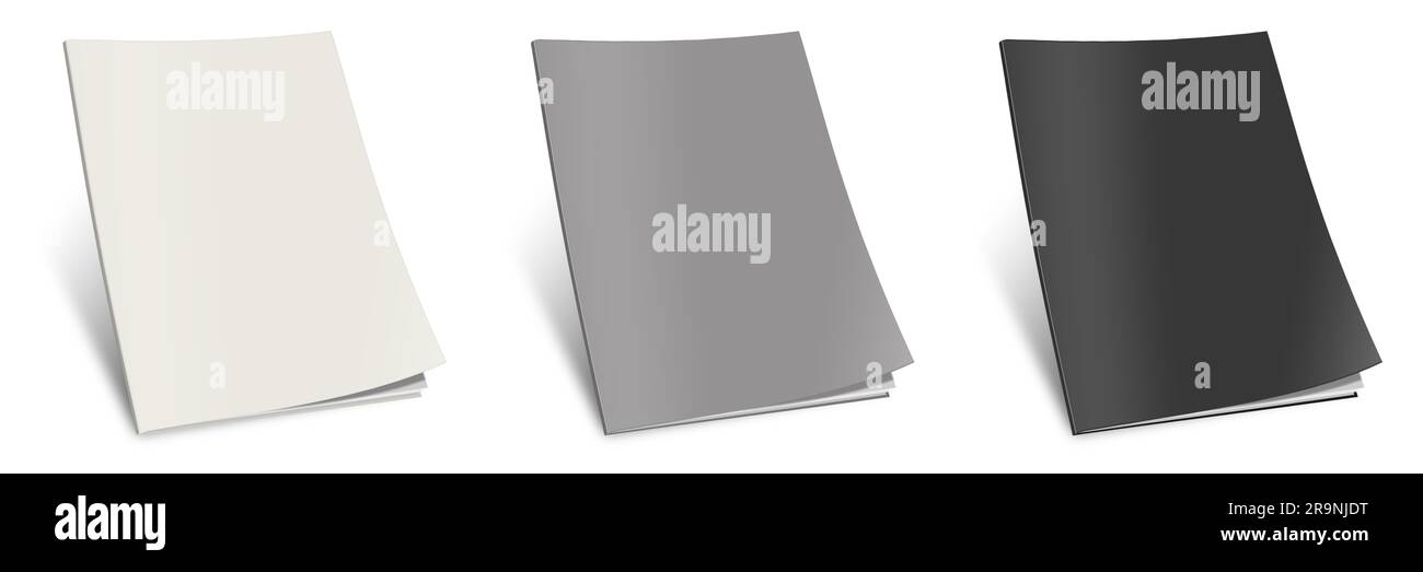 Three magazine blank template white, grey and black for presentation ...