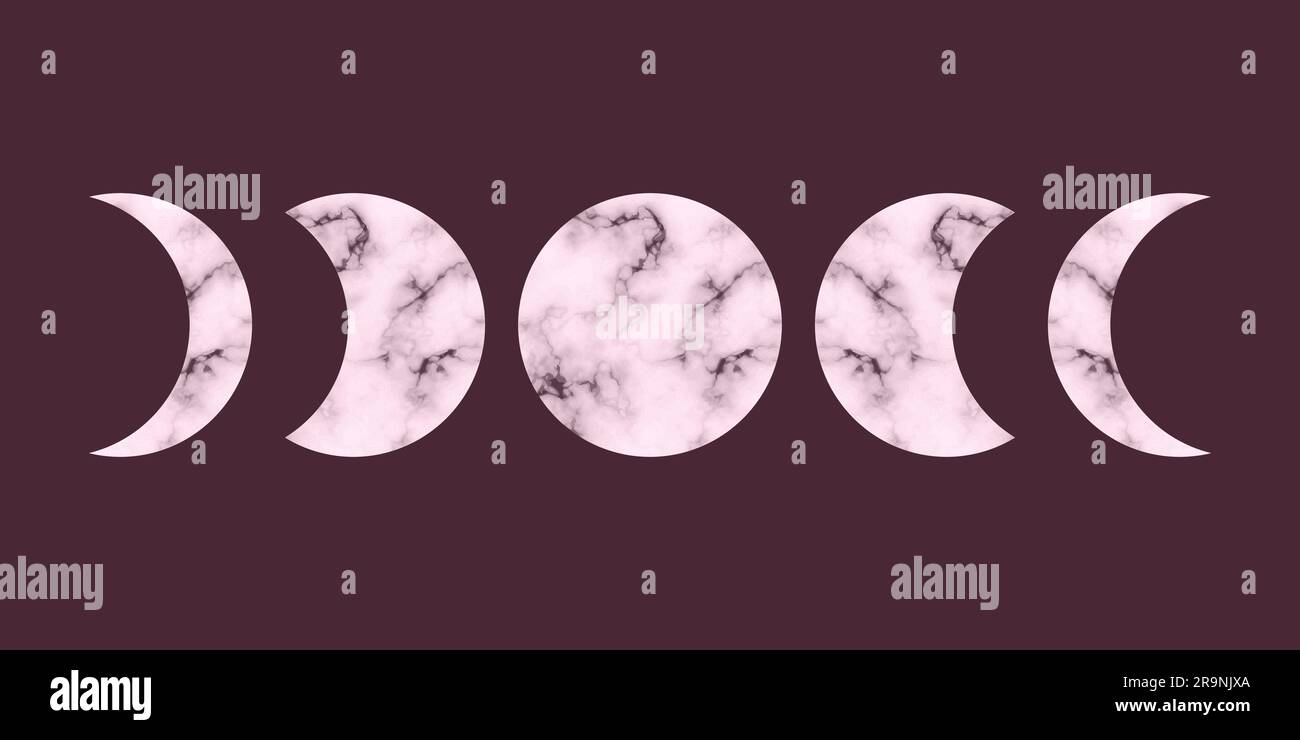 Vector abstract marble textured moon phases. Mid century modern ...