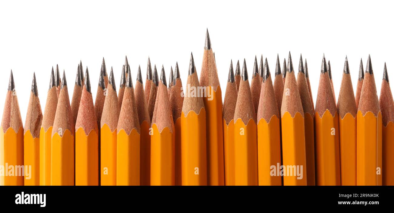 Many sharp graphite pencils isolated on white Stock Photo - Alamy