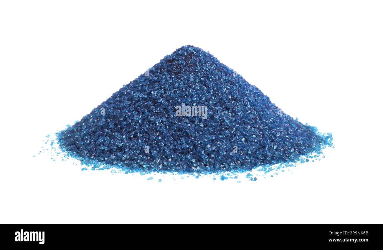 Heap of blue food coloring isolated on white Stock Photo - Alamy