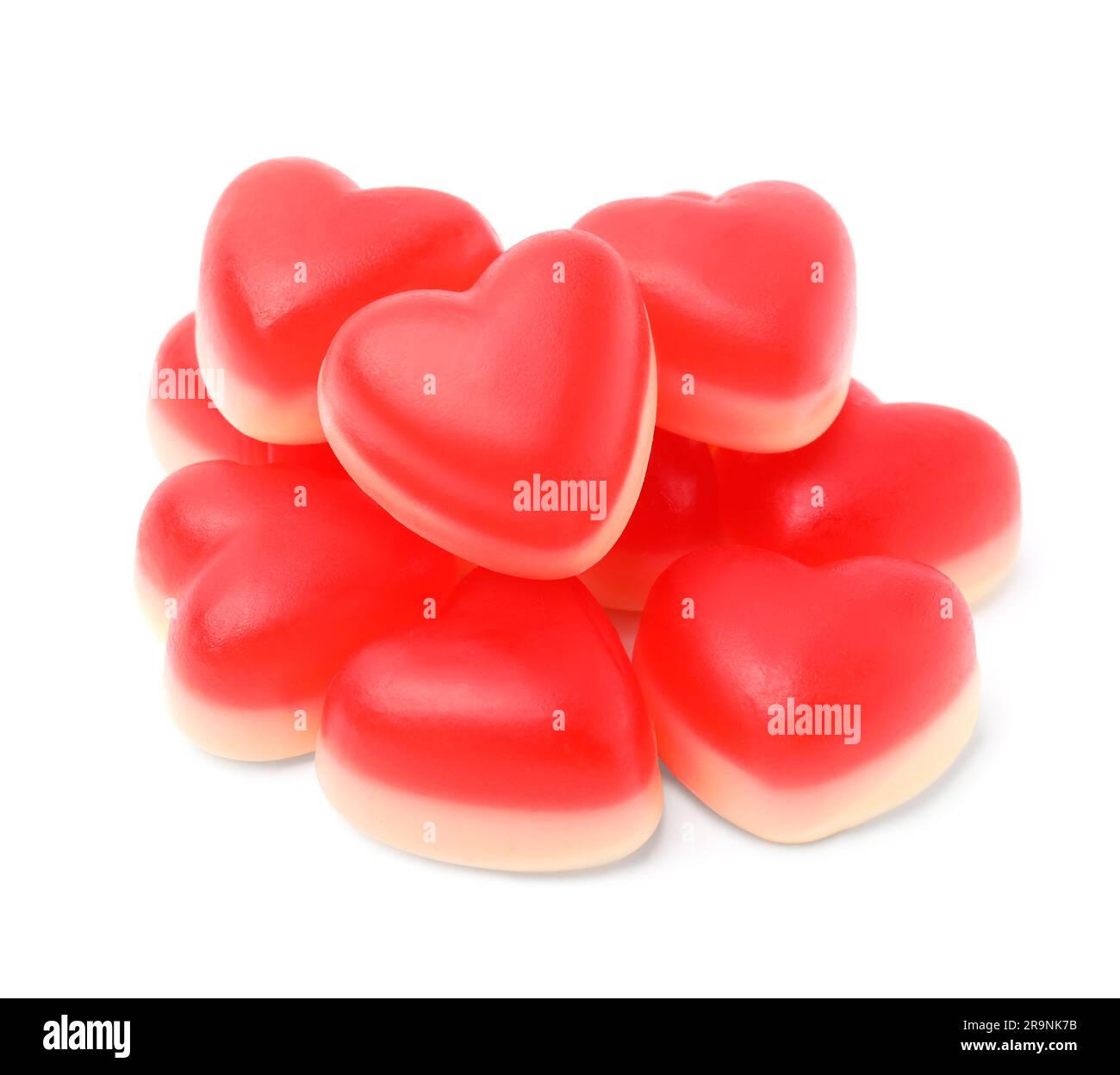 Pile of heart shaped jelly candies on white background Stock Photo - Alamy
