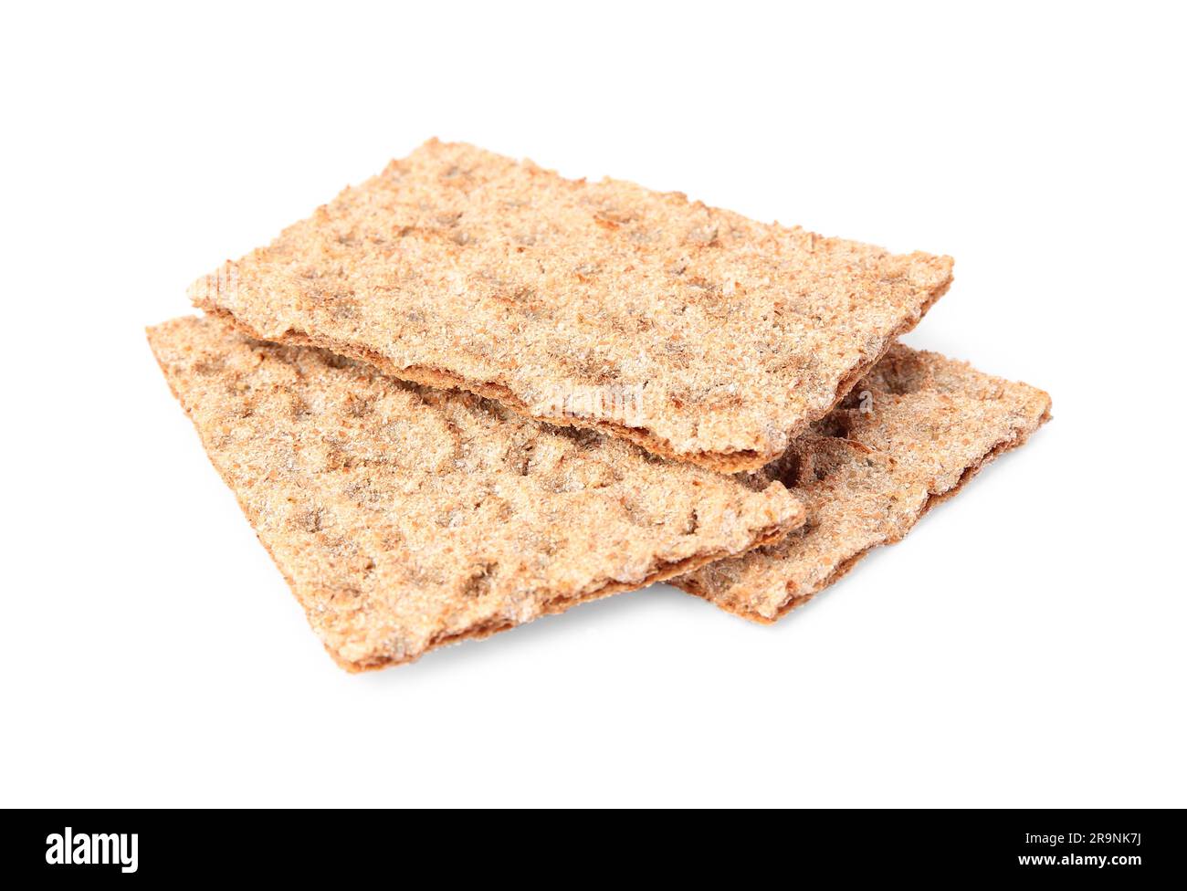 Many fresh crunchy crispbreads on white background. Healthy snack Stock ...