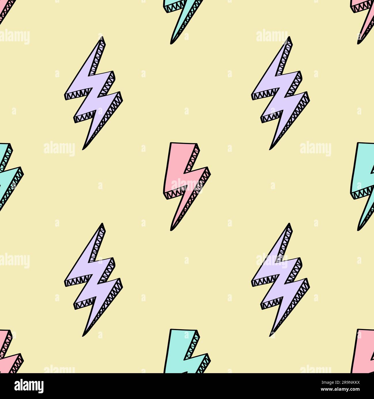 Vector abstract retro pattern with lightning bolts. Trendy thunder ...