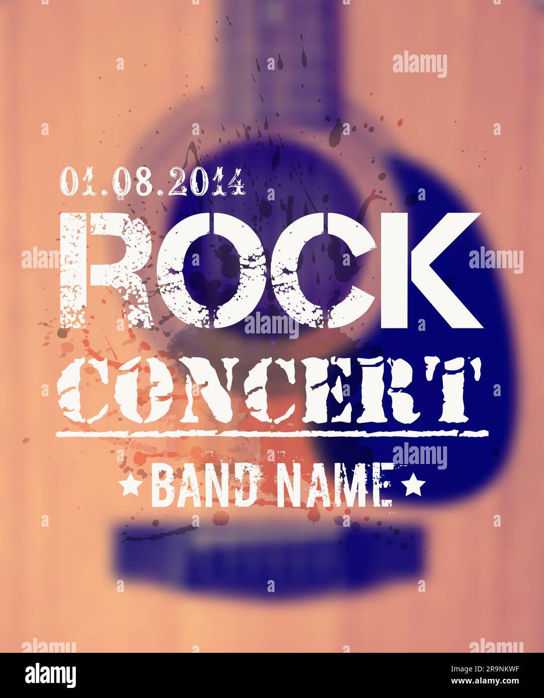 Vector blurred background with acoustic guitar. Rock concert design ...