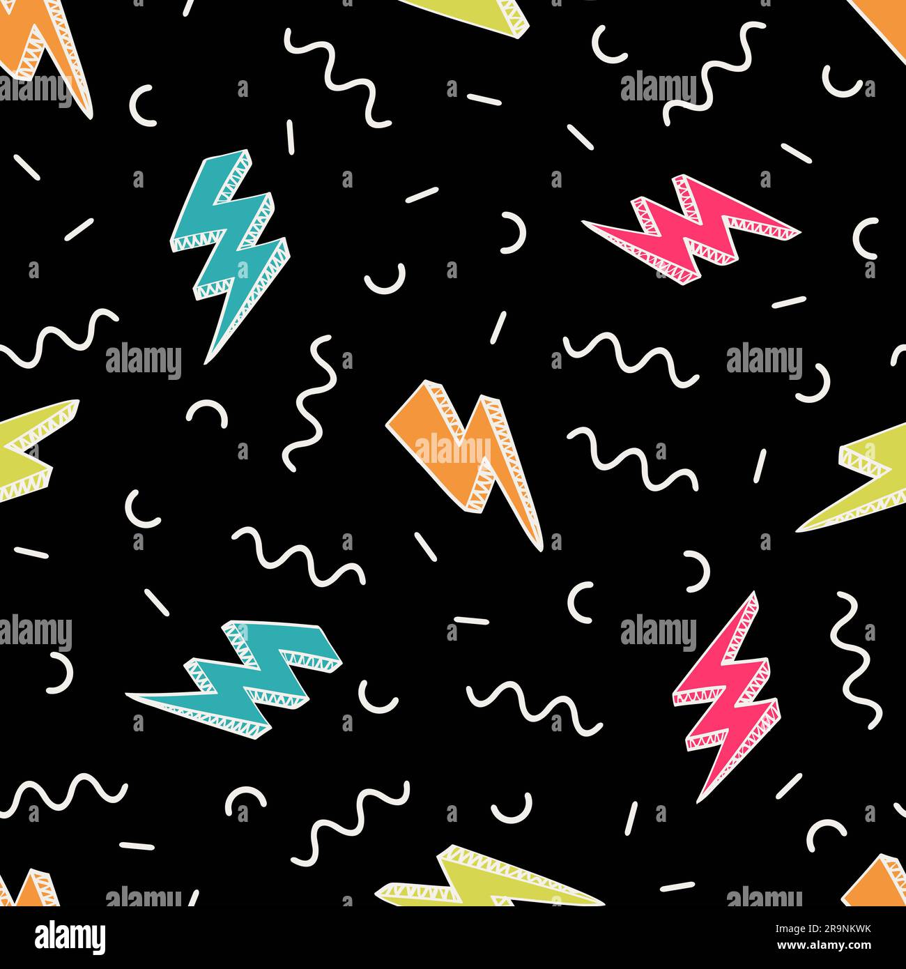 Vector abstract retro pattern with lightning bolts and geometric ...